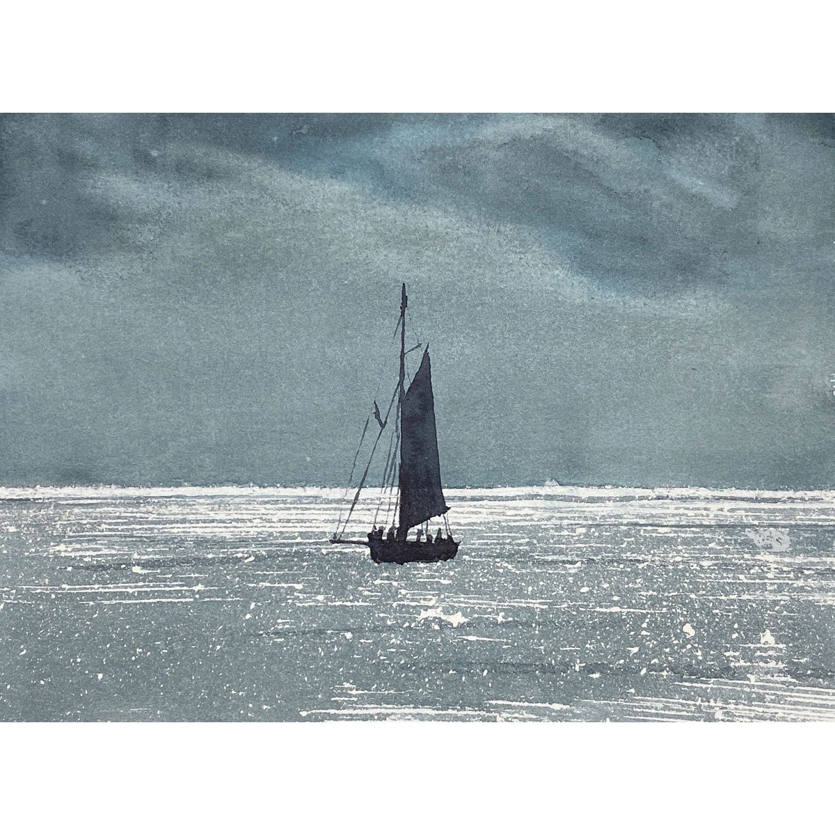 Sailboat in ocean - watercolor | Yong Chen